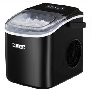 countertop ice maker, ice maker machine 6 mins 9 bullet ice, 26.5lbs/24hrs, portable ice maker machine with self-cleaning, ice scoop, and basket (black)