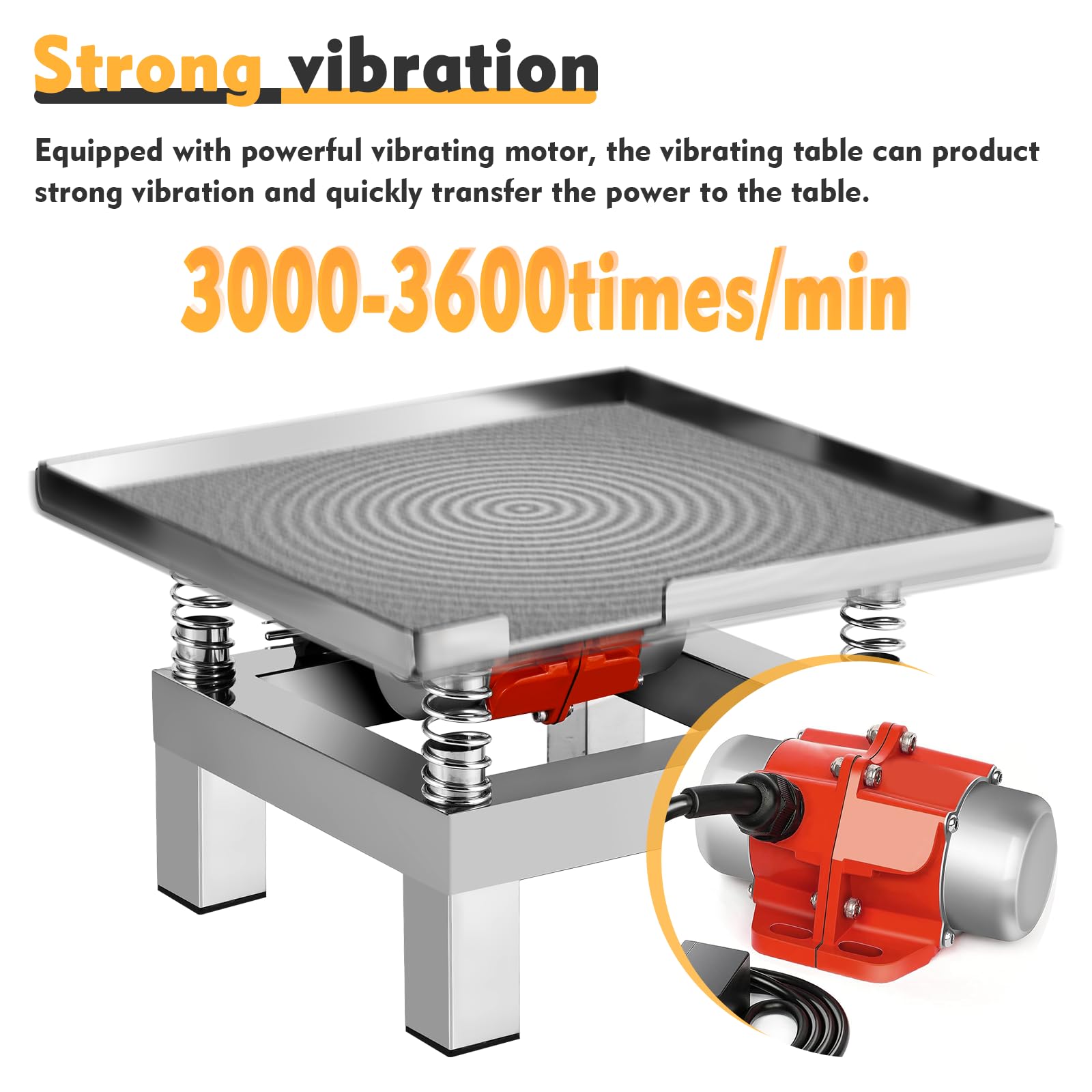 Concrete Vibration Table 13.8x13.8“ Vibrating Test Bench Model Plaster Shaker with Cloth Mat, Stainless Steel Vibrating Table for Concrete Molds Resin 110V