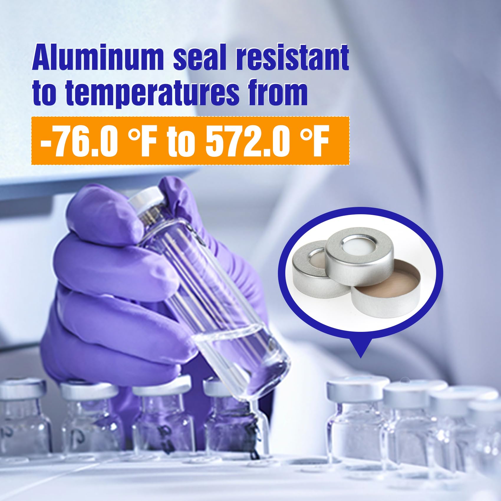 ALWSCI 500 PCS 20 mm Closure Size, Aluminum Crimp Seal with Natural PTFE/White Silicone Septa for Headspace Vial