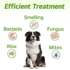 Ancopaws Ear Cleaner Solution for Dog & Cat - Ear Infection Treatment without Irritation - Dog Ear Wash for Itch Relief & Soothing Inflammation - Ear Wax, Debris and Odor Removal Drops