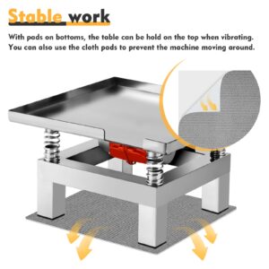 Concrete Vibration Table 13.8x13.8“ Vibrating Test Bench Model Plaster Shaker with Cloth Mat, Stainless Steel Vibrating Table for Concrete Molds Resin 110V