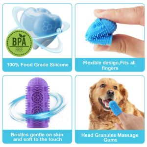 Hmobnv Dog Toothbrush Kit,Finger Toothbrush for Dogs, Finger Toothbrush for Dog Teeth Cleaning Dental Care,Pet Toothbrush 4Pack