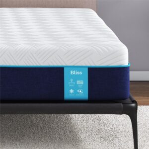 signature sleep bliss 10 inch charcoal cool gel memory foam mattress-in-a-box, medium, certipur-us and oeko-tex, twin