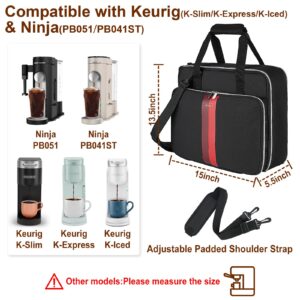 LEFOR·Z Coffee Maker Travel Bag Compatible with Keurig K-Slim/K-Express/K-Iced/Ninja PB051/PB041ST,Single Serve Coffee Brewer Carrying Case with Multiple Pockets for K-Cup Pods(Bag Only)