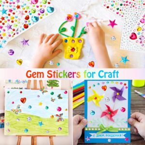 971 pcs Gem Stickers, Star Heart Round Small Stickers for Kids Adults, Glitter Cute Stickers for Crafts, Face Eye Body Makeup, DIY Decoration, Kids Reward, Sparkling Acrylic Rhinestones Jewel Stickers