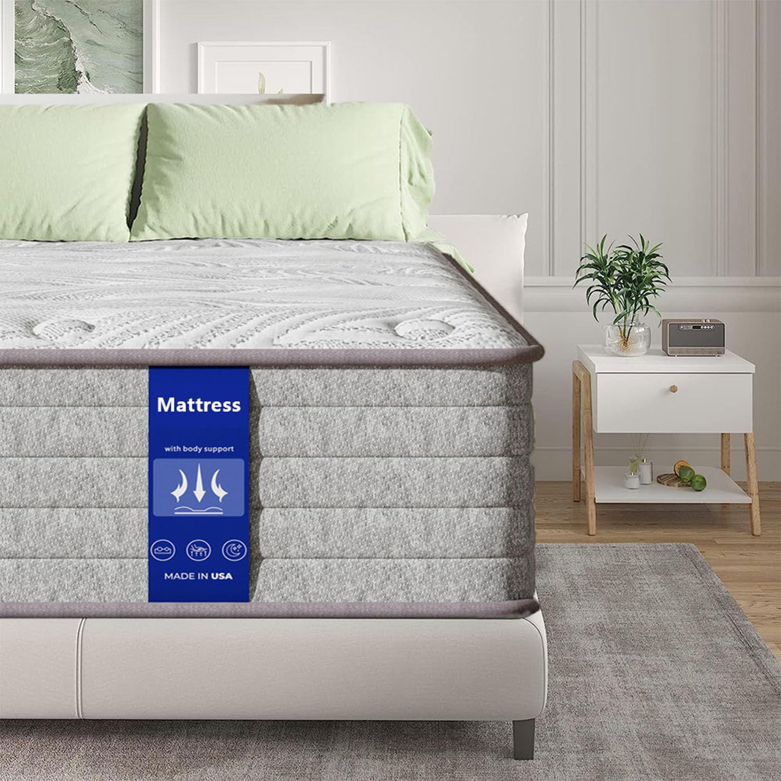 King Size Mattress,12 Inch Hybrid King Mattress in a Box, Medium Firm Mattress King Size with High Density Memory Foam and Independent Pocket Springs, Strong Edge Support (12 INCH, King)