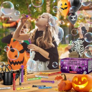 AuroTops 160pcs Halloween Mini Bubble Wands, Halloween Party Favors for Kids, Halloween-Themed Stickers Bubble Wands for Trick or Treat, Goodie Bags, Halloween Toys Gifts for Kids