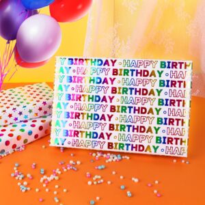 FUHITIM Birthday Wrapping Paper, Birthday Gift Wrapping Paper, Wrapping Paper Roll, Colored Happy Birthday Letter Design for Birthday, Holiday, Party, Baby Shower (17 inch X 32.8 ft)