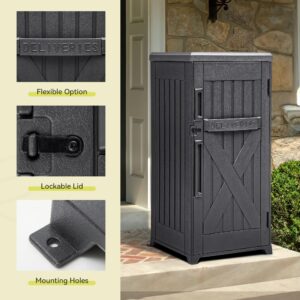 YITAHOME 60-Gallon Secure Package Delivery and Storage Box, Double-Wall Resin, Weatherproof, for Outdoor Use, Curbside or Porch, 8.5 Cubic Feet, Gray