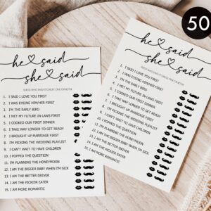 All Ewired Up 50 He Said She Said Game (50-Cards) Wedding Bridal Shower, Fun Bachelorette, Rehearsal Dinner, Minimalist