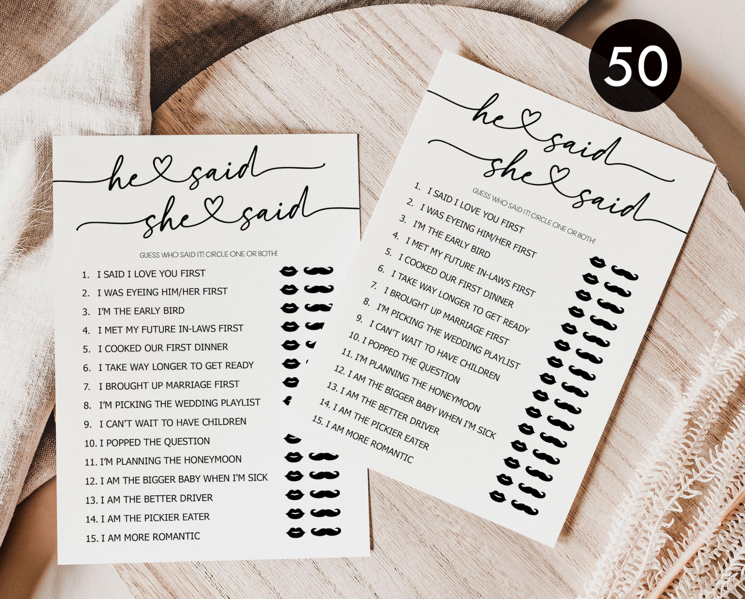 All Ewired Up 50 He Said She Said Game (50-Cards) Wedding Bridal Shower, Fun Bachelorette, Rehearsal Dinner, Minimalist