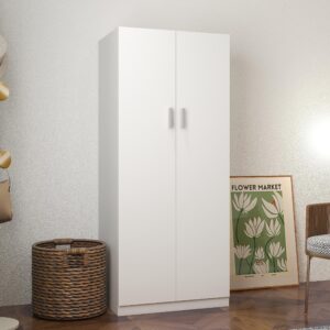 Panana 2 Door Bedroom Wardrobe Closet Bedroom Armoires Home Furniture for Storage (White)