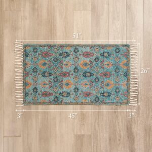 Jessica Simpson Chenille Sharona Fringe Rug - Skid-Resistnat & Washable Accent Rug - 26" x 51"