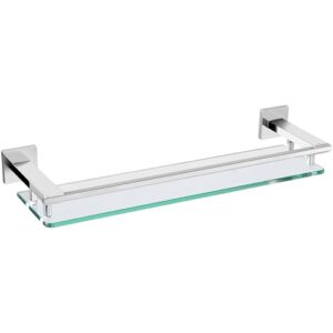 lanc chrome bathroom shelf glass shelves 20-inch floating tempered glass shelf rectangular stainless steel wall mounted silver polished shelves for bathroom kitchen organizers accessories，a7613cp