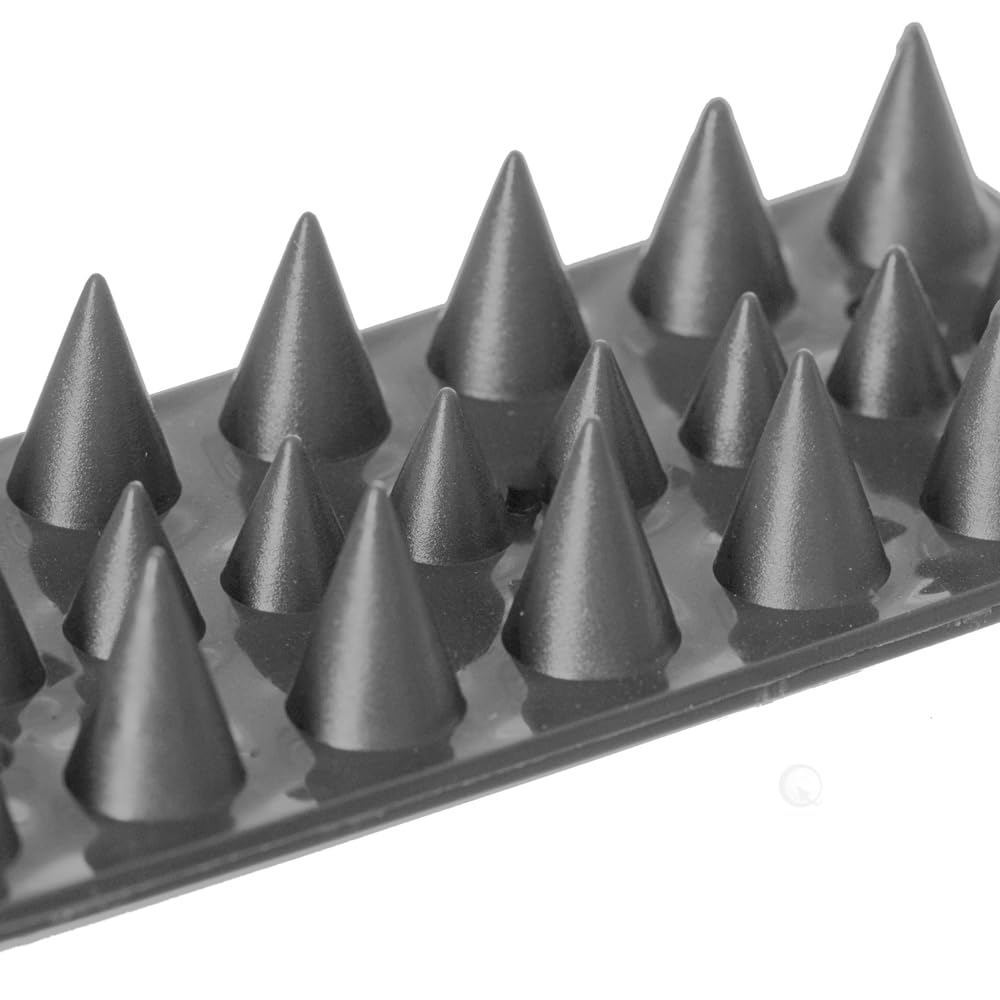 Pack of 10 Plastic Bird Deterrent Spikes for Birds, Pigeon, Squirrel, Raccoon, Crow, and Cat Anti-Climb Strips to Deter Theft - Suitable for Wall, Windowsill, Railing, Fence, and Roof - Grey