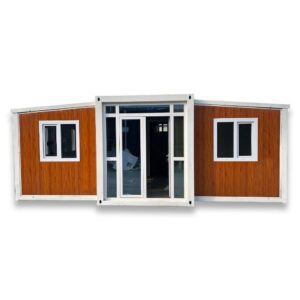 20ft portable container prefab mobile house with 2 bedrooms, 1 bath, kitchen, windows and doors (customizable) for outdoor use, adult living and storage with steel frame.