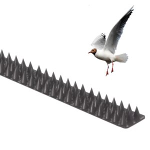 Pack of 10 Plastic Bird Deterrent Spikes for Birds, Pigeon, Squirrel, Raccoon, Crow, and Cat Anti-Climb Strips to Deter Theft - Suitable for Wall, Windowsill, Railing, Fence, and Roof - Grey