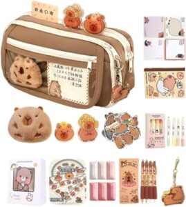 copamvr pencil case large capacity pencil pouch aesthetic with multi-pieces ultimate organizer kit: spacious & chic pouch with premium assorted essentials (brown-b set), pb9587