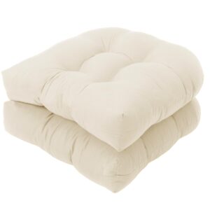 reyox water resistant tufted chair cushion reversible chair pads for indoor outdoor furniture ivory set of 2, 19"x19"