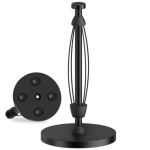 vehhe paper towel holder countertop, simply tear black paper towel holder with damping effect & non-slip suction cups, stainless steel paper towel stand for bathroom kitchen