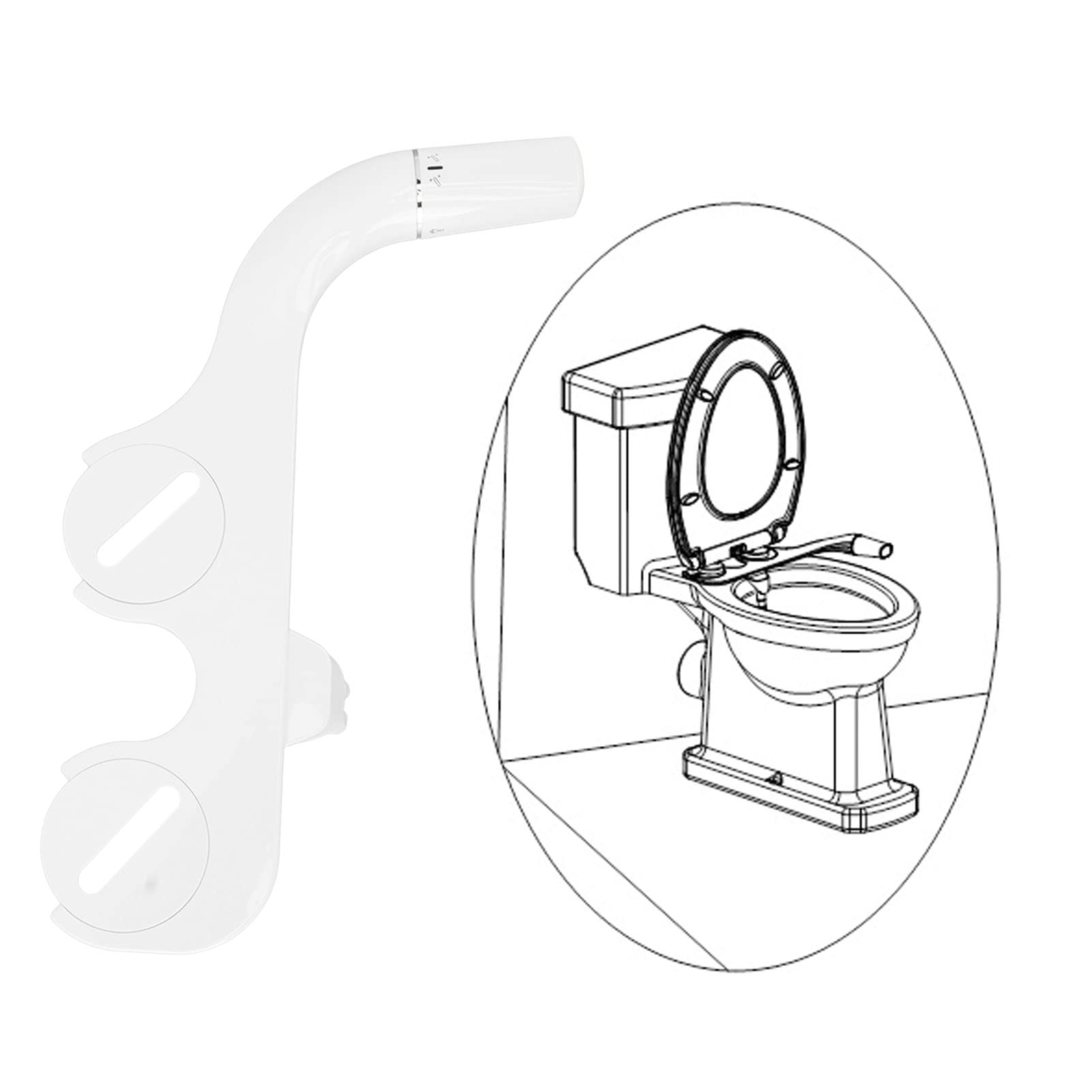 Ultra Slim Bidet Toilet Seat Attachment for Toilet - Self Dual Nozzle Butt Wash Bidet Attachment - Convenient Slim Design for - Suitable for All - ABS Material