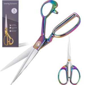 10 inch fabric scissors for sewing, tailor scissors for fabric cutting,craft shears for fabric cutting dressmakers art decorate (colorful)