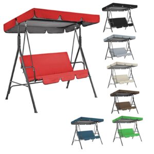 garden swing canopy replacement,windproof outdoor swing chair top cover with seat cushions, waterproof 210d oxford 2-3 seater patio hammock protection covers (size:75x52x6inch/190x132x15cm,color:red)