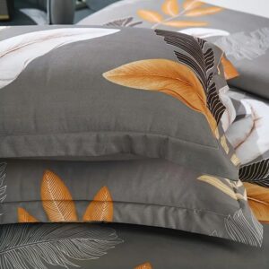 JAQWLL 3pcs Leaf Printed Duvet Cover Set - Soft and Cozy Bedding for All Seasons Twin