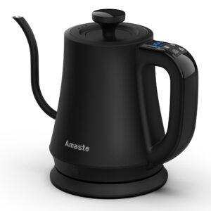 amaste gooseneck electric kettle, electric tea kettle with temperature control, 34oz pour over electric kettle for coffee & tea, 304 stainless steel inner, auto shut-off & keep warm, matte black