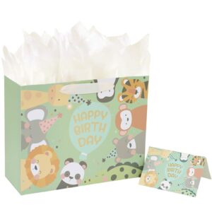 13" large baby boy gift bag with card and tissue paper perfect for baby shower birthday party