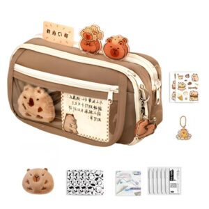 copamvr pencil case large capacity pencil pouch aesthetic with multi-pieces ultimate organizer kit: spacious & chic pouch with premium assorted essentials (brown-a set), pb9587