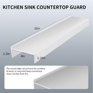 ANZIUS 4" x 26" Silicone Kitchen Sink Edge Guard,Sink Edge Protector for Kitchen Sink,Sink Granite Quartz Protector, Fits 3.75"~4" Wide Countertop,Odor Free (4" Width,26" Length)