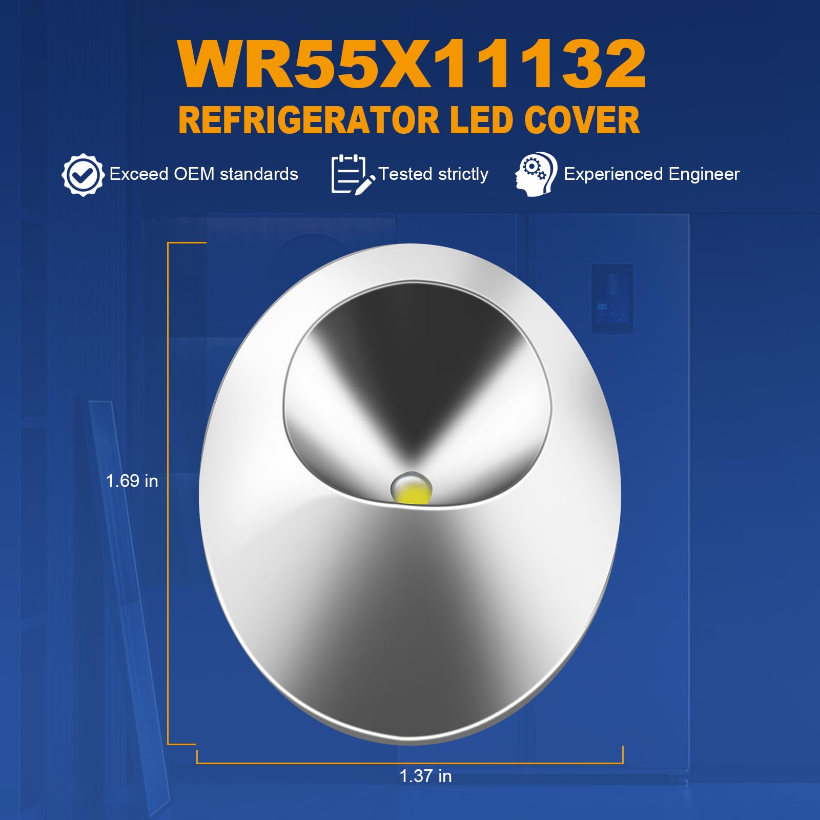 2024 New WR55X11132 WR55X25754 3033142 AP5646375 PS4704284 LED Light Bulb and Cover Assembly for GE Refrigerator Led Light Assembly Replacement