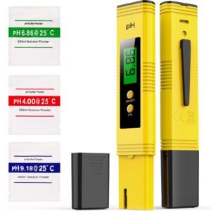 versando digital ph meter, ph meter for water, 0-14 ph measurement range ph tester, 0.01 high precision water quality tester with atc for drinking water pool, yellow