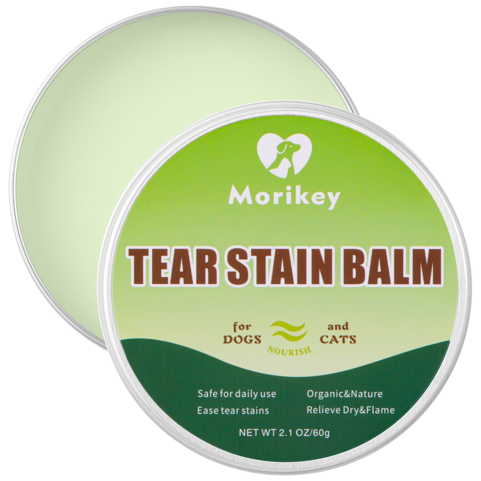 Morikey Pet Tear Stain Remove Balm,2.1oz 100% Organic & Natural Planted Balm Soother & Moisturizer Eye Care for Dogs and Cats,Relief Eye Area Dry, Tear Stain,Gentle and Non-Irritation