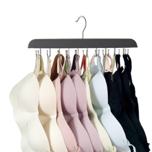 Ftumertly Bra Hanger for Closet, Tank Top Hanger with 20 Hooks Belt Organizer, Wood Belt Hanger 360°Rotating Belt Rack Closet Organizers and Storage for for Tie, Bra, Scarf, Tank Top - Black, 1 Pack