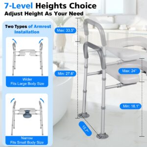 Takuyada Width & Height Adjustable Raised Toilet Seat with Handles for Elderly, Toilet Seat Risers for Seniors, Toilet Riser with Handles, Elevated Toilet Seat with Handles, Handicap Toilet Seat Riser