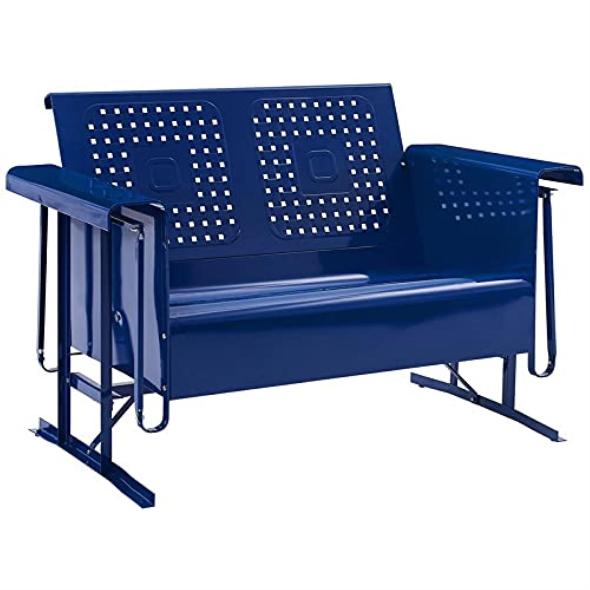 Casafoyer Bates Outdoor Metal Loveseat Glider - Navy, Vintage-Style, Smooth Gliding