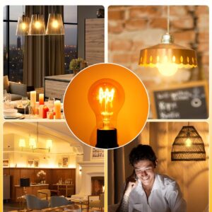 TobeBright A19 Vintage LED Edison Light Bulbs, 4W Equivalent 40W LED Bulbs, 2200K Amber Warm Light Bulbs, E26 Medium Base Spiral Filament Dimmable Light Bulbs for Bedroom Living Room Home, 2-Pack