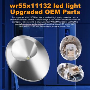 2024 New WR55X11132 WR55X25754 3033142 AP5646375 PS4704284 LED Light Bulb and Cover Assembly for GE Refrigerator Led Light Assembly Replacement