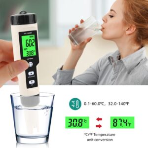 HUIFACAI Digital Hydrogen Meter Water Quality Tester with ATC Accuracy Pen Type Meter Data Hold Function LCD Displays Water Quality Tester for Drinking Water Water Quality Tester Ppm