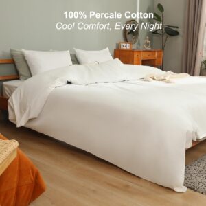 UnionKK Duvet Cover Queen Size I Washed Cotton Linen Feel White Duvet Cover and Pillow Shams Set I Coconut Buttons Closure Nature Wrinkled Textured Ultra-Soft Breathable Durable Comfy