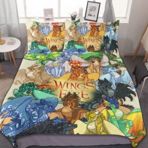 shellcell wings-of-fire dragon 3 pieces duvet cover set, soft bedding comforter cover set with zipper closure, 1 duvet cover and 2 pillowcases for bedroom all season 79"x90"