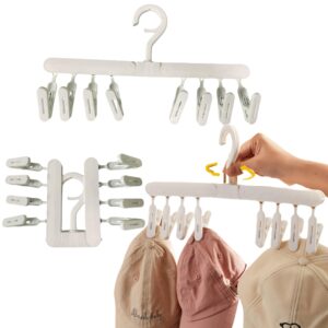 trrcylp foldable clothes hanger with 24 clips 3 pack clothes drying racks windproof collapsible drying racks for laundry for drying socks bras underwears hats scarfs towels and diaper white