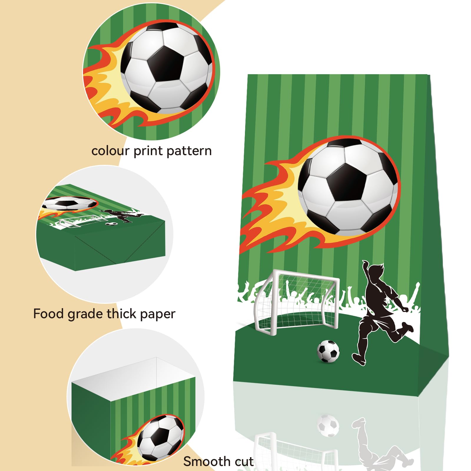 YIPAXEJE 12 Pack Paper Soccer Party Favor Bags - Ideal for Birthday Gift Bags, Snack Bags, and Party Favor Bags for Kids Birthday - Includes 12 Soccer Stickers for Customization