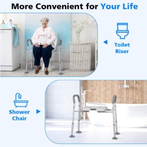 Takuyada Width & Height Adjustable Raised Toilet Seat with Handles for Elderly, Toilet Seat Risers for Seniors, Toilet Riser with Handles, Elevated Toilet Seat with Handles, Handicap Toilet Seat Riser