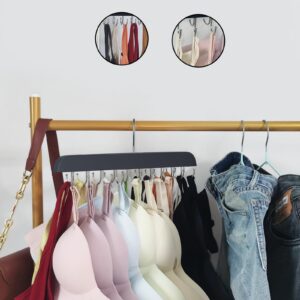 Ftumertly Bra Hanger for Closet, Tank Top Hanger with 20 Hooks Belt Organizer, Wood Belt Hanger 360°Rotating Belt Rack Closet Organizers and Storage for for Tie, Bra, Scarf, Tank Top - Black, 1 Pack