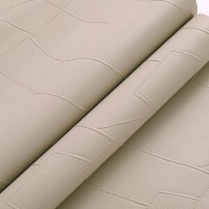 Marine Vinyl Fabric, Upholstery Faux Leather - 61" Width (Actual Usable Portion 57"), Specially Designed for Upholstering Automobile Car Seats, Sofas, and Chairs(Beige,Pre-Cut 36"x61")