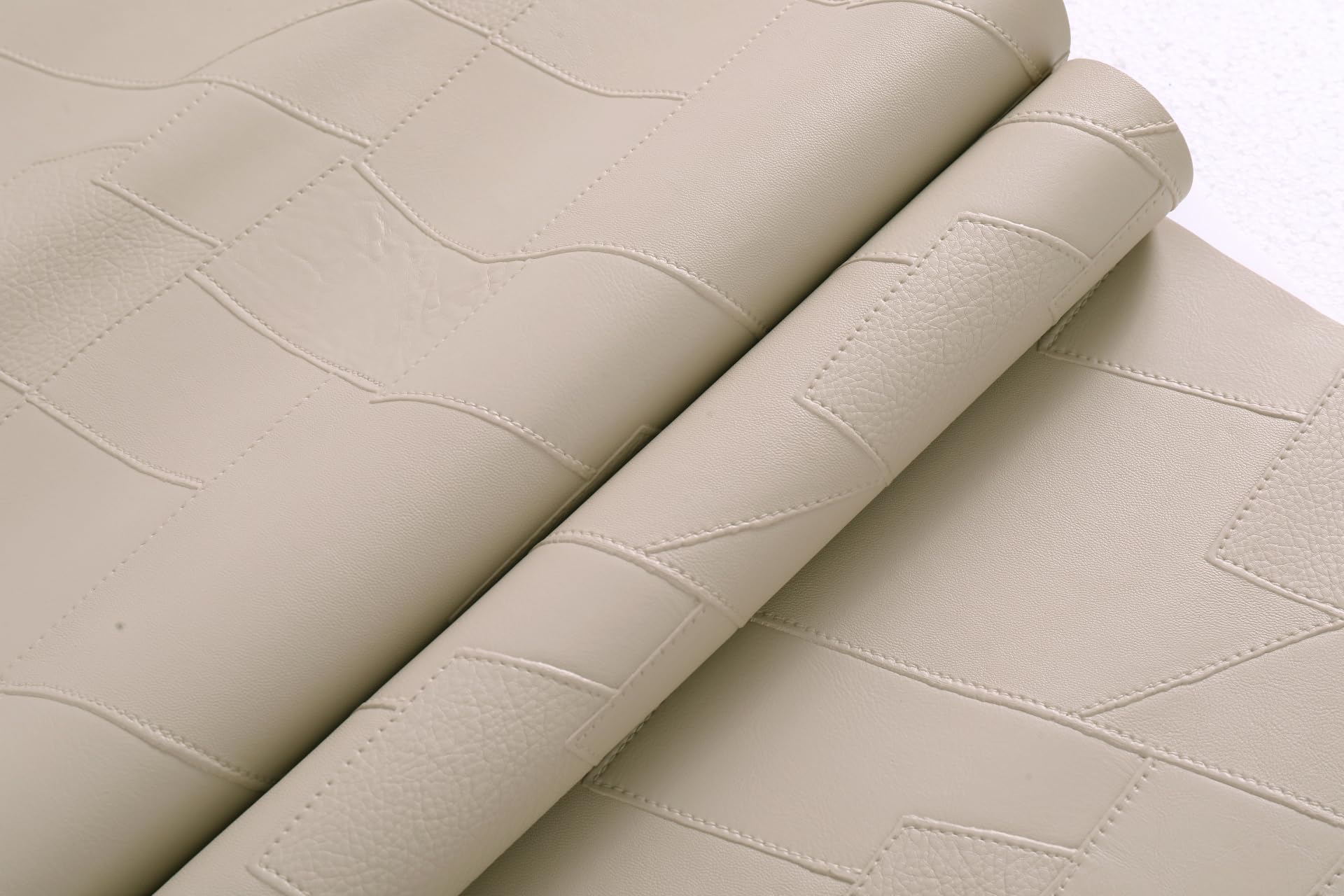 Marine Vinyl Fabric, Upholstery Faux Leather - 61" Width (Actual Usable Portion 57"), Specially Designed for Upholstering Automobile Car Seats, Sofas, and Chairs(Beige,Pre-Cut 36"x61")