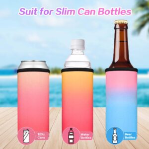 6Pcs Ktinnead Slim Can Cooler Sleeves, Personalized Blank Can Coolers Sleeves, Soft Foldable Chloroprene Rubber Can Coolers Sleeves, Reusable Slim Can Coolers Sleeves Suit for Parties, Birthdays